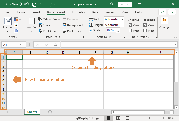 In Excel 2016 Row Heading Are Identified By