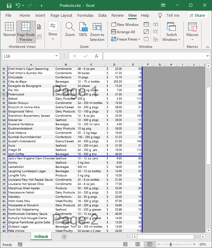 Split A Worksheet Into Pages Documentation