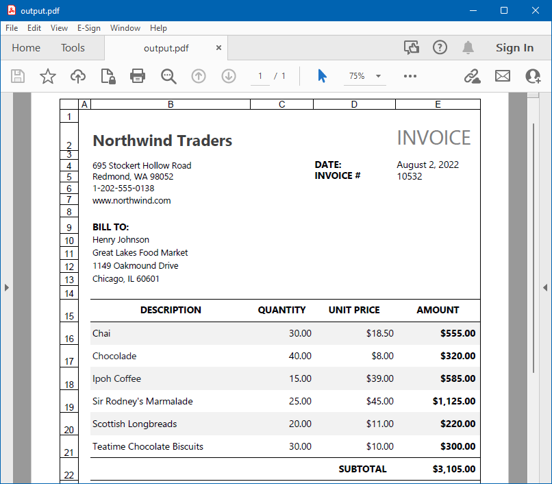 Specify Spreadsheet Rendering Options Documentation
